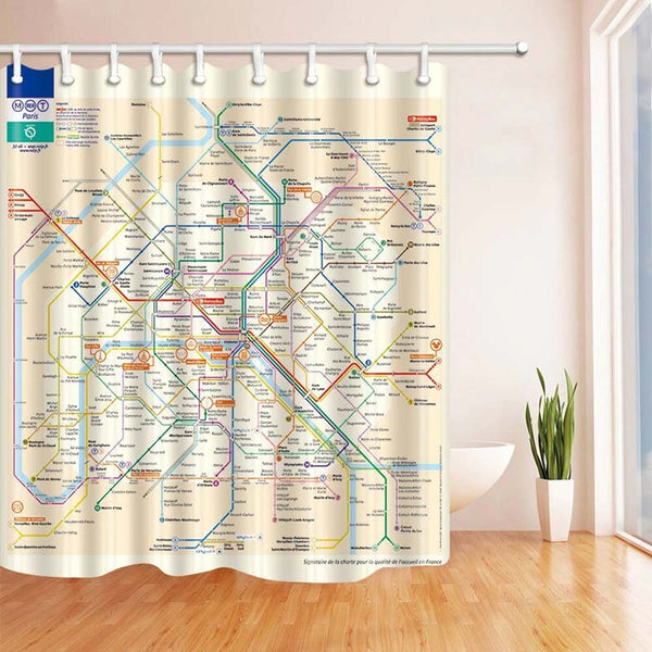 Rideau De Douche Carte De Metro Parisien | Mon Rideau De Douche